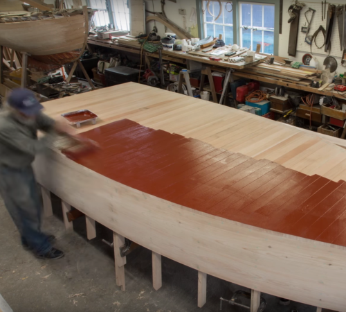 Building the TotalBoat Works Skiff: Final Planks & Bottom Painting